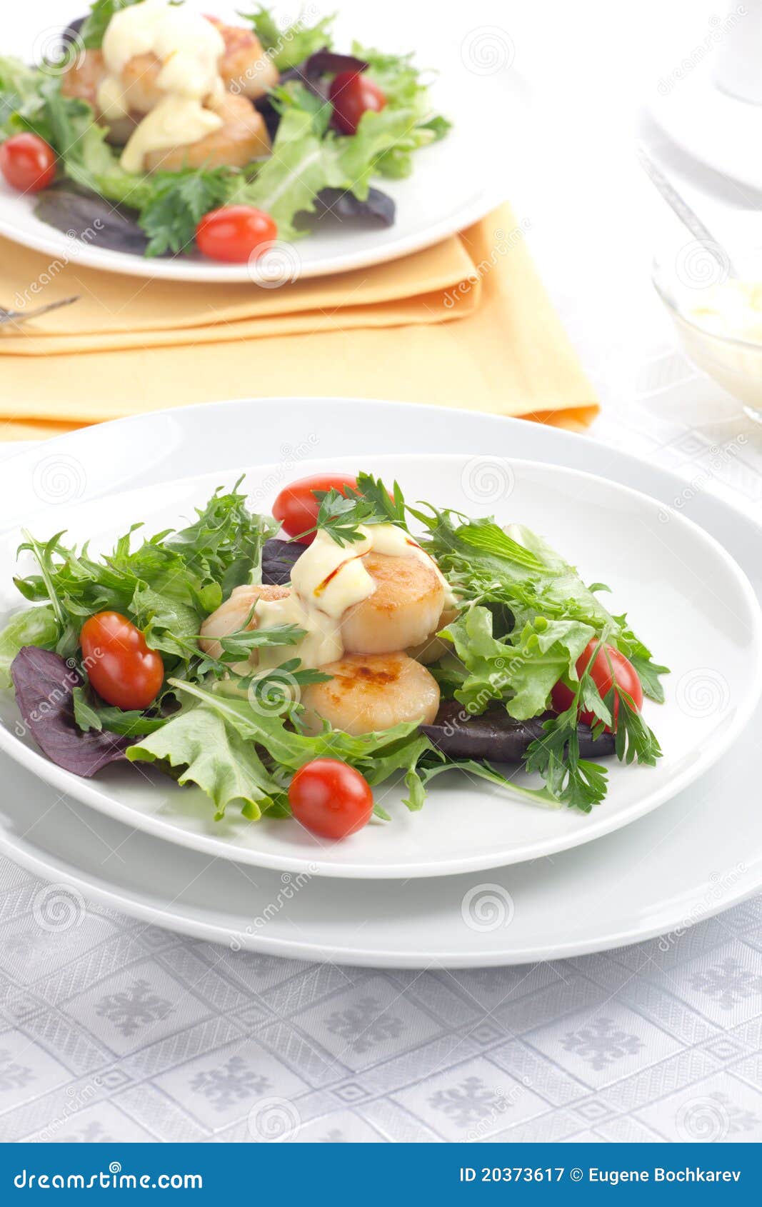 Scallop Salad with Saffron Dressing Stock Image - Image of dressing ...