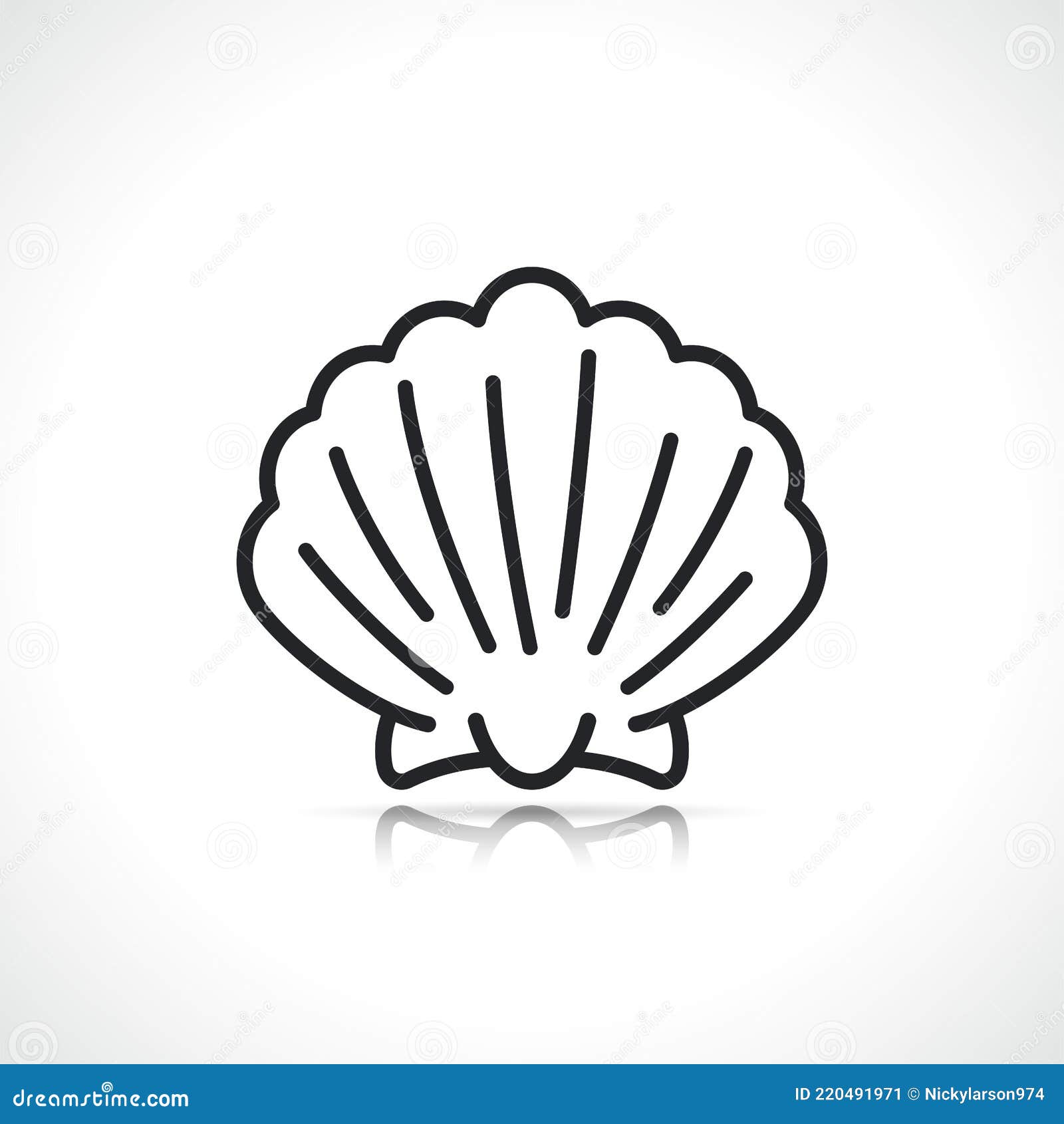 Scallop or sea shell icon stock vector. Illustration of shell - 220491971