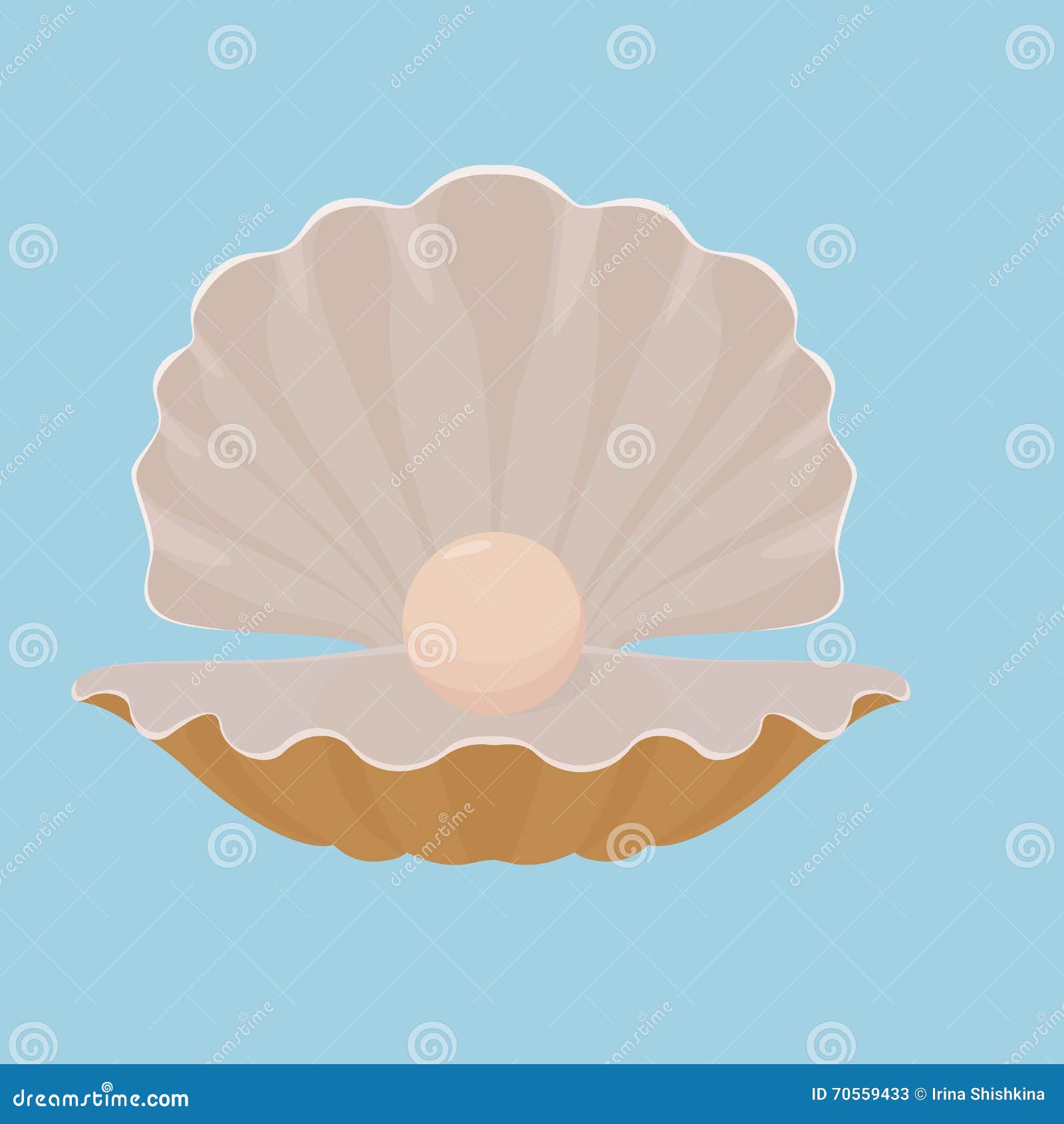 Scallop Seashell With Pearl Illustration Cartoon Vector | CartoonDealer ...