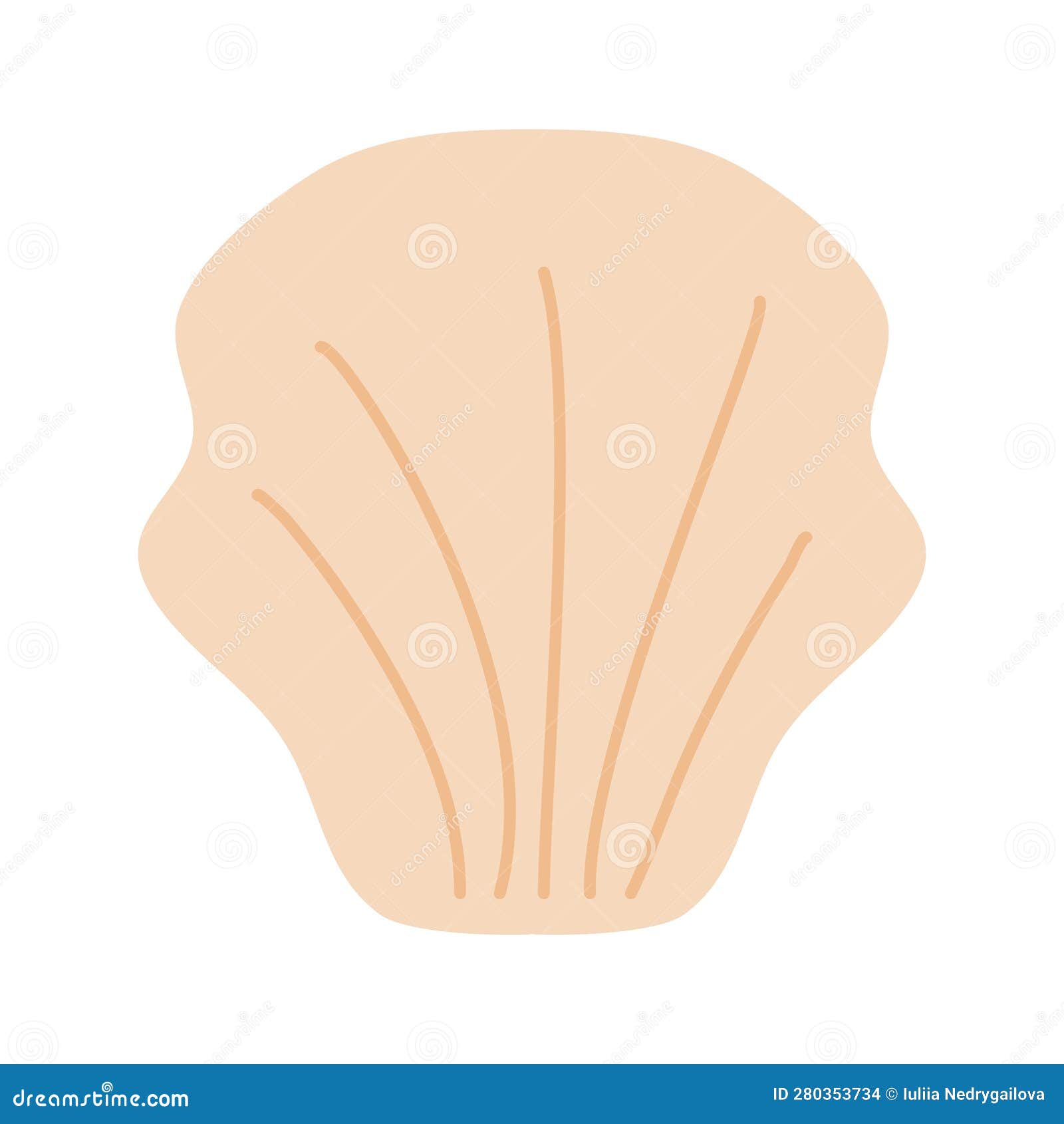 Scallop Seashell, Simple Stylised Summertime Design Element, Vector ...