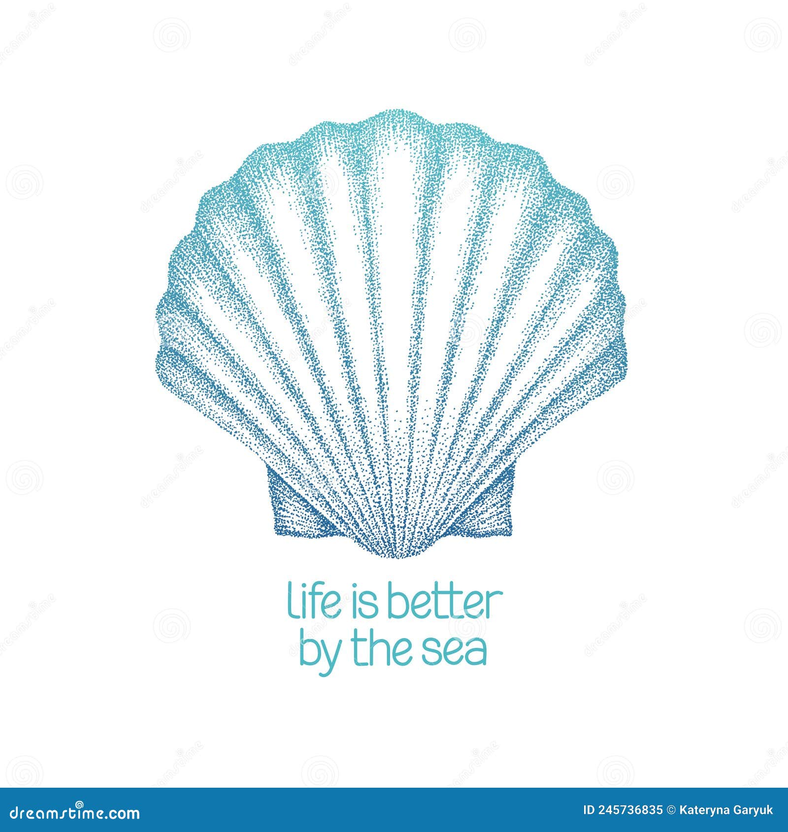 Scallop Shell Dotwork Drawing Stock Vector - Illustration of mollusk ...