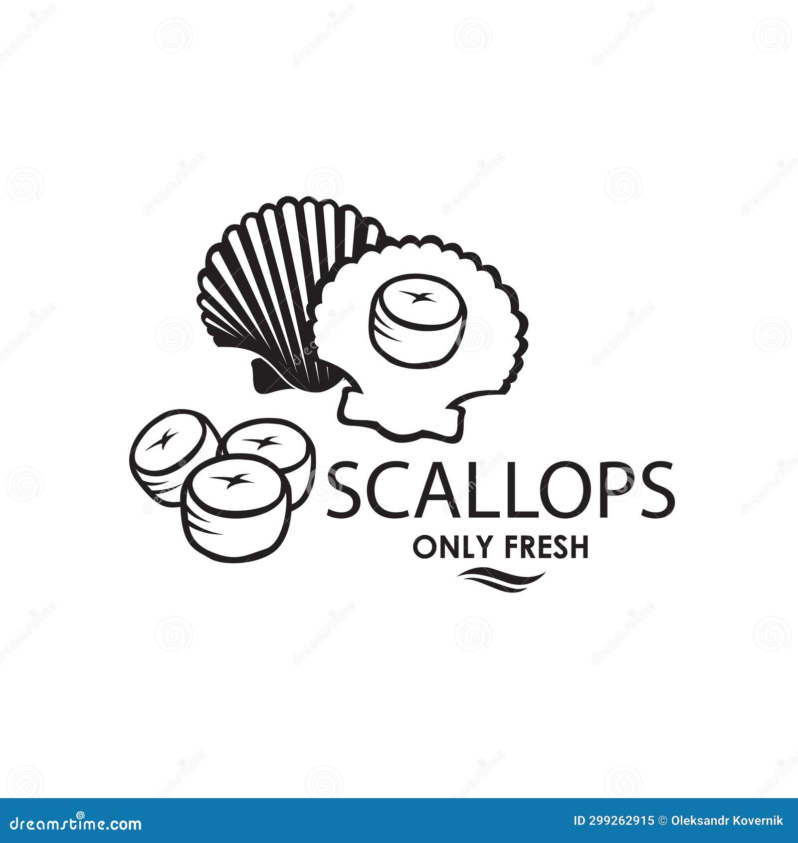 Scallop shell label stock vector. Illustration of background - 299262915