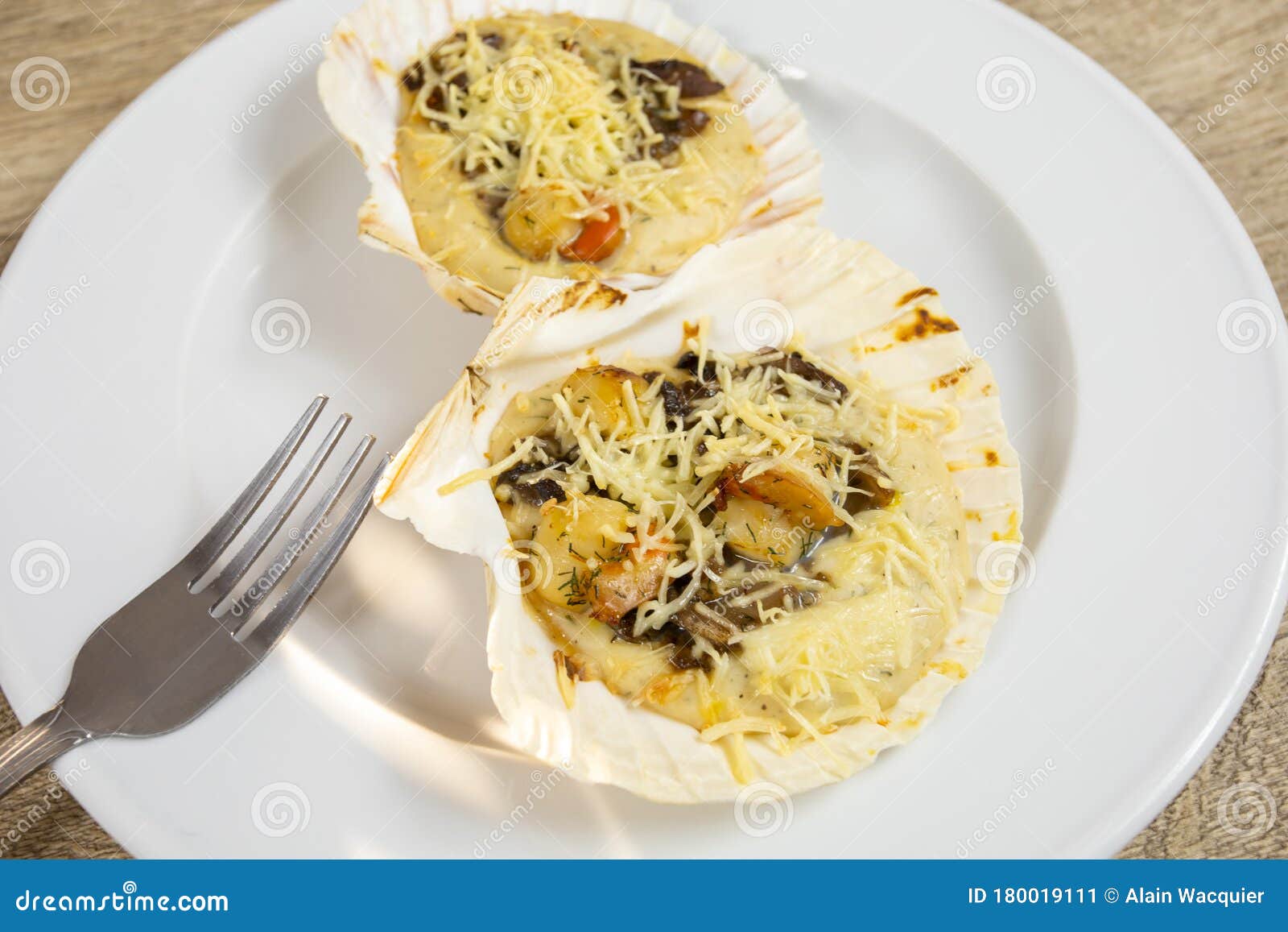 Scallop Shell and Mushrooms Stock Image - Image of gastronomy, plate ...