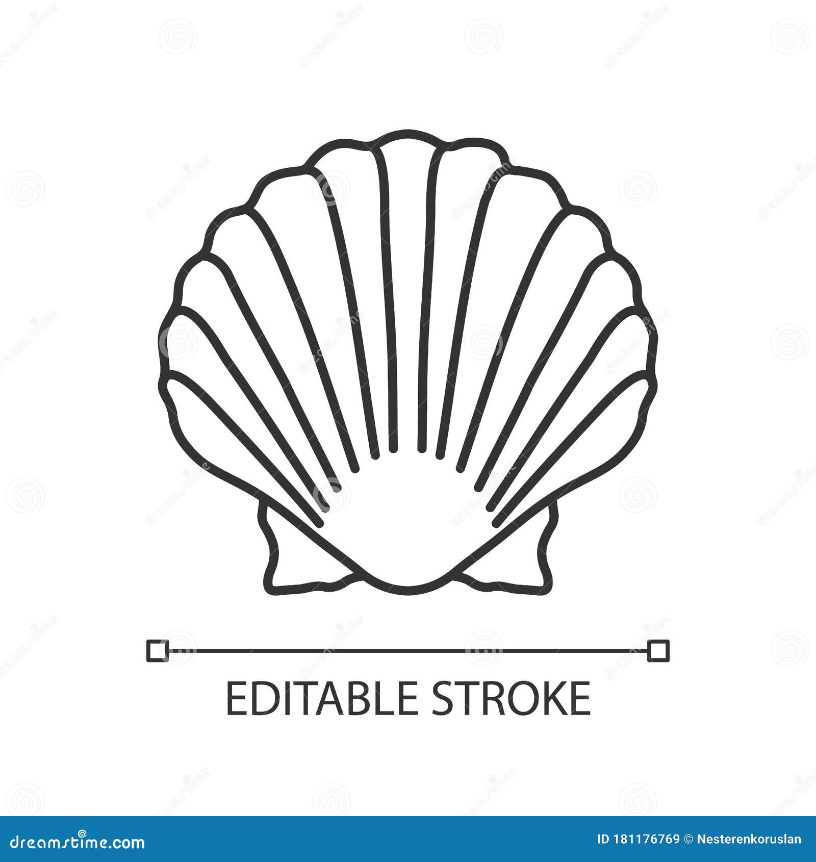 Scallop Shell Pixel Perfect Linear Icon Stock Vector - Illustration of ...