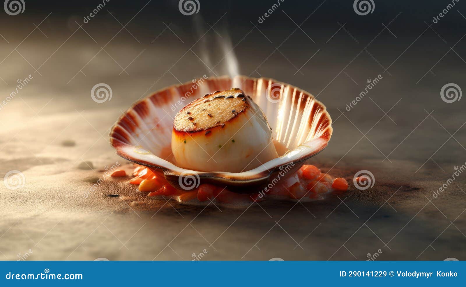 A Scallop Shell with a Scalloped Seafood Inside. Generative Ai Stock ...
