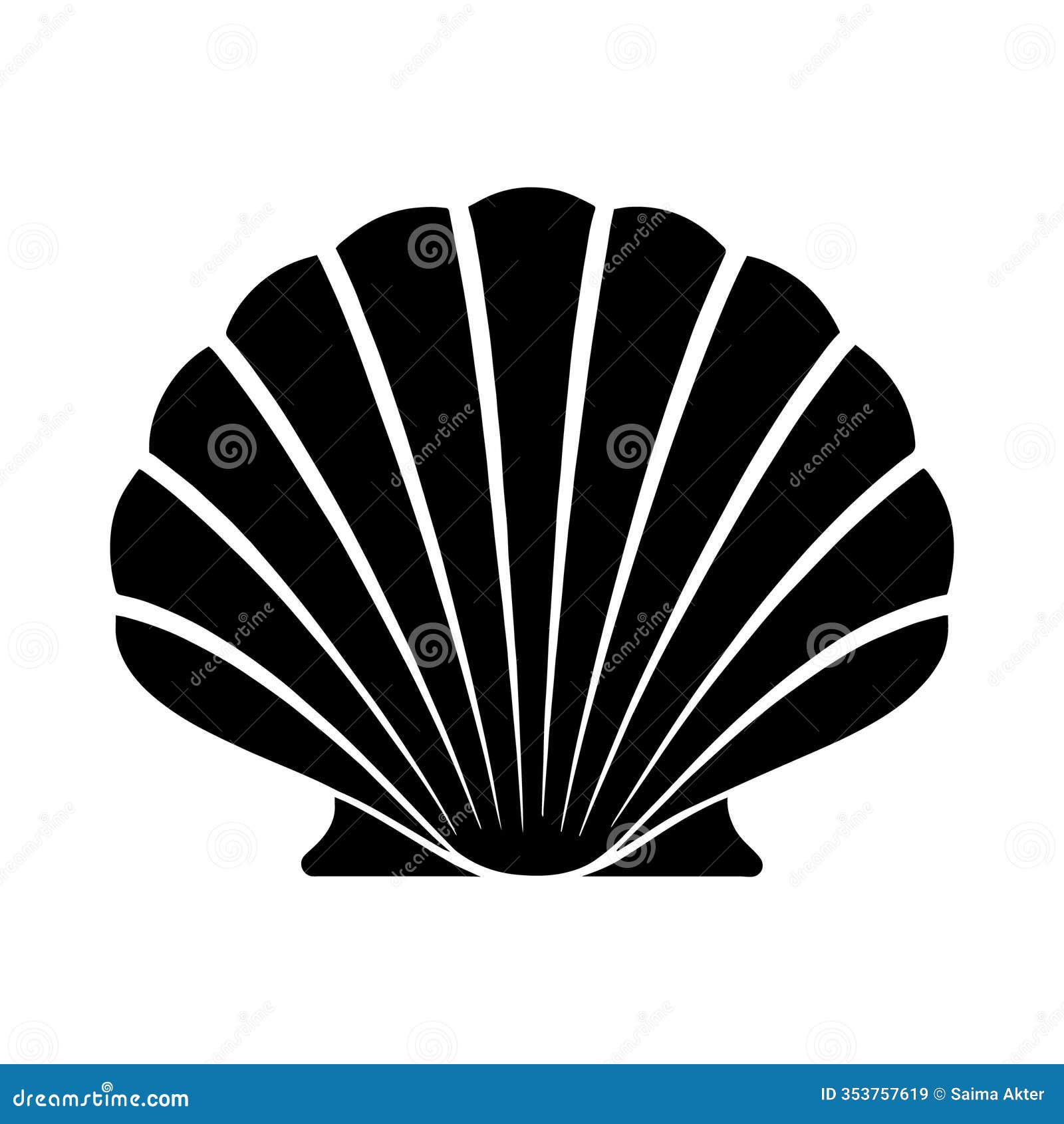 Shell Silhouette , Black And White Illustration Isolated On White ...