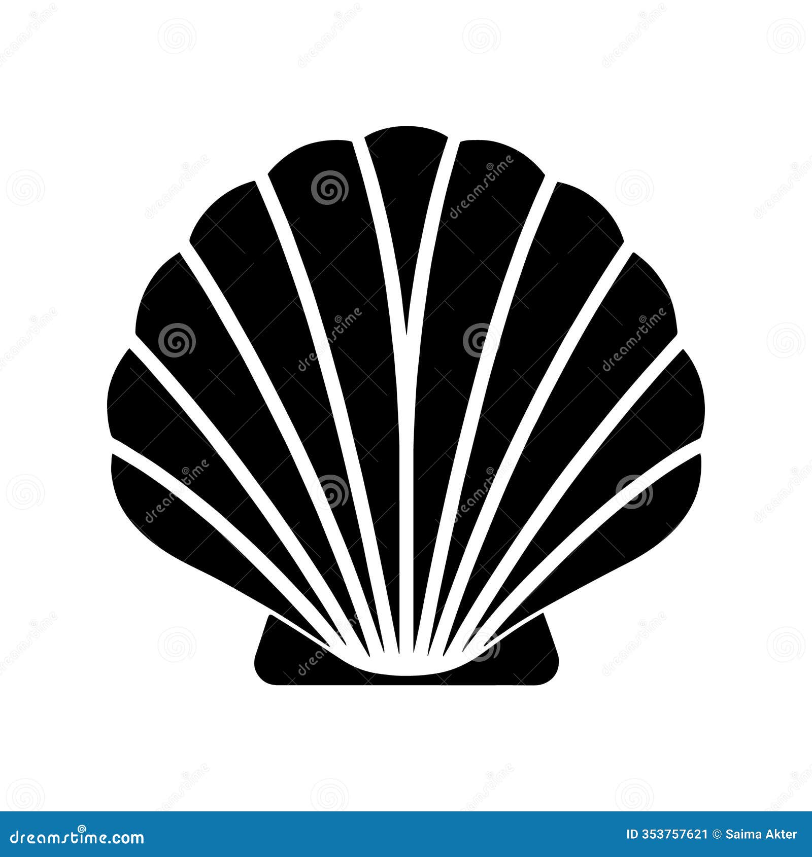 Scallop Shell Silhouette Vector Art Illustration | CartoonDealer.com ...