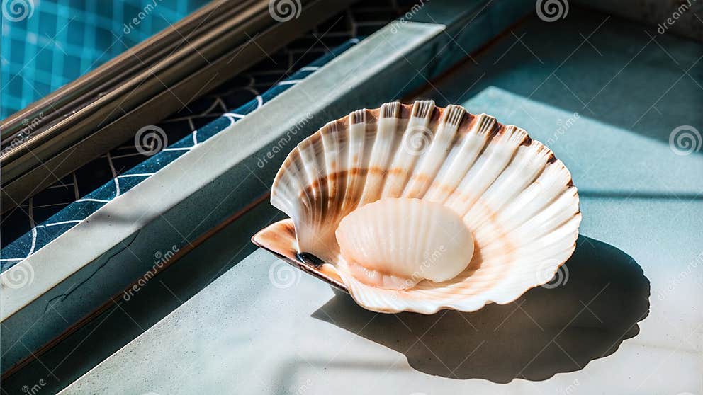 Scallop in Shell stock illustration. Illustration of shadow - 352038430