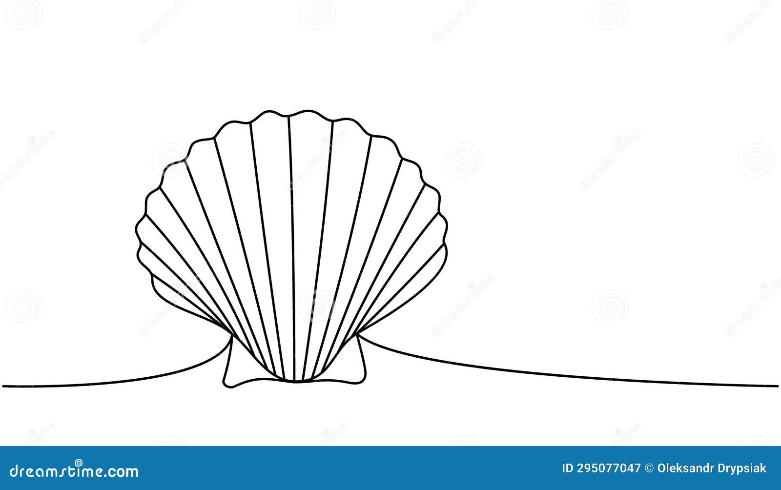 Scallop Shellfish One Line Continuous Drawing. Tropical Underwater ...