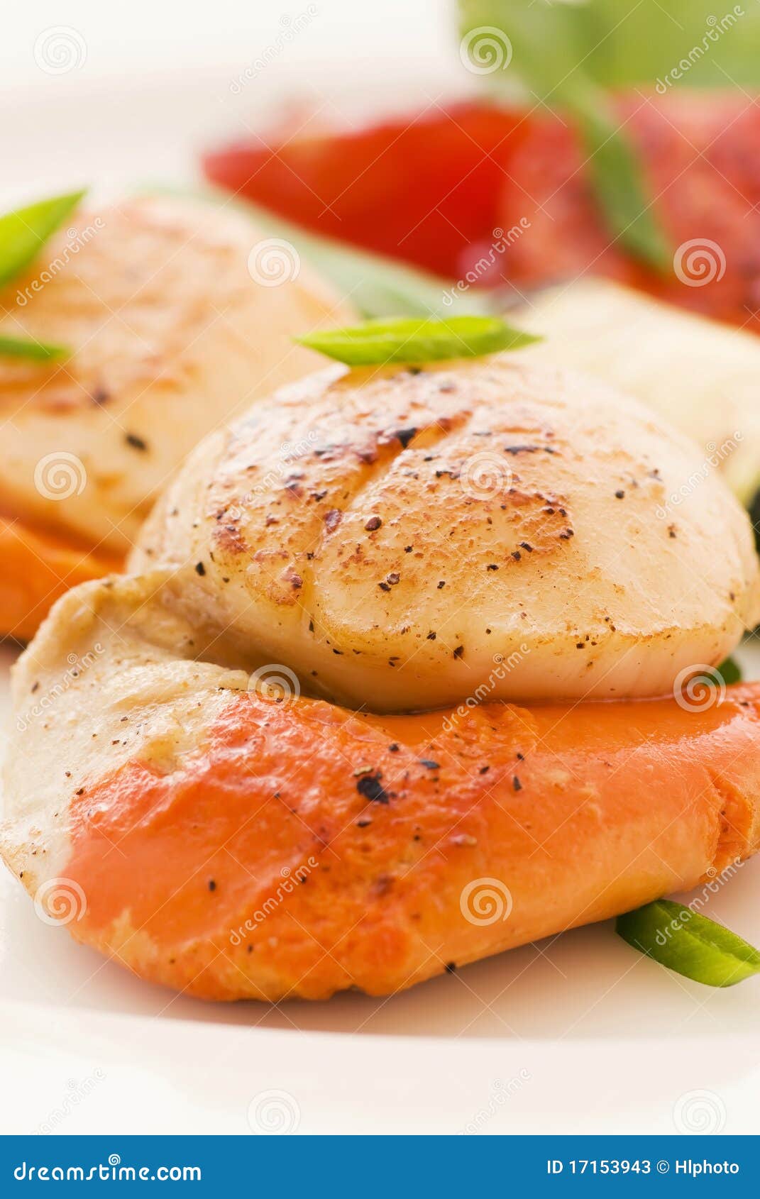 Scallop with Vegetable stock image. Image of aubergine - 17153943