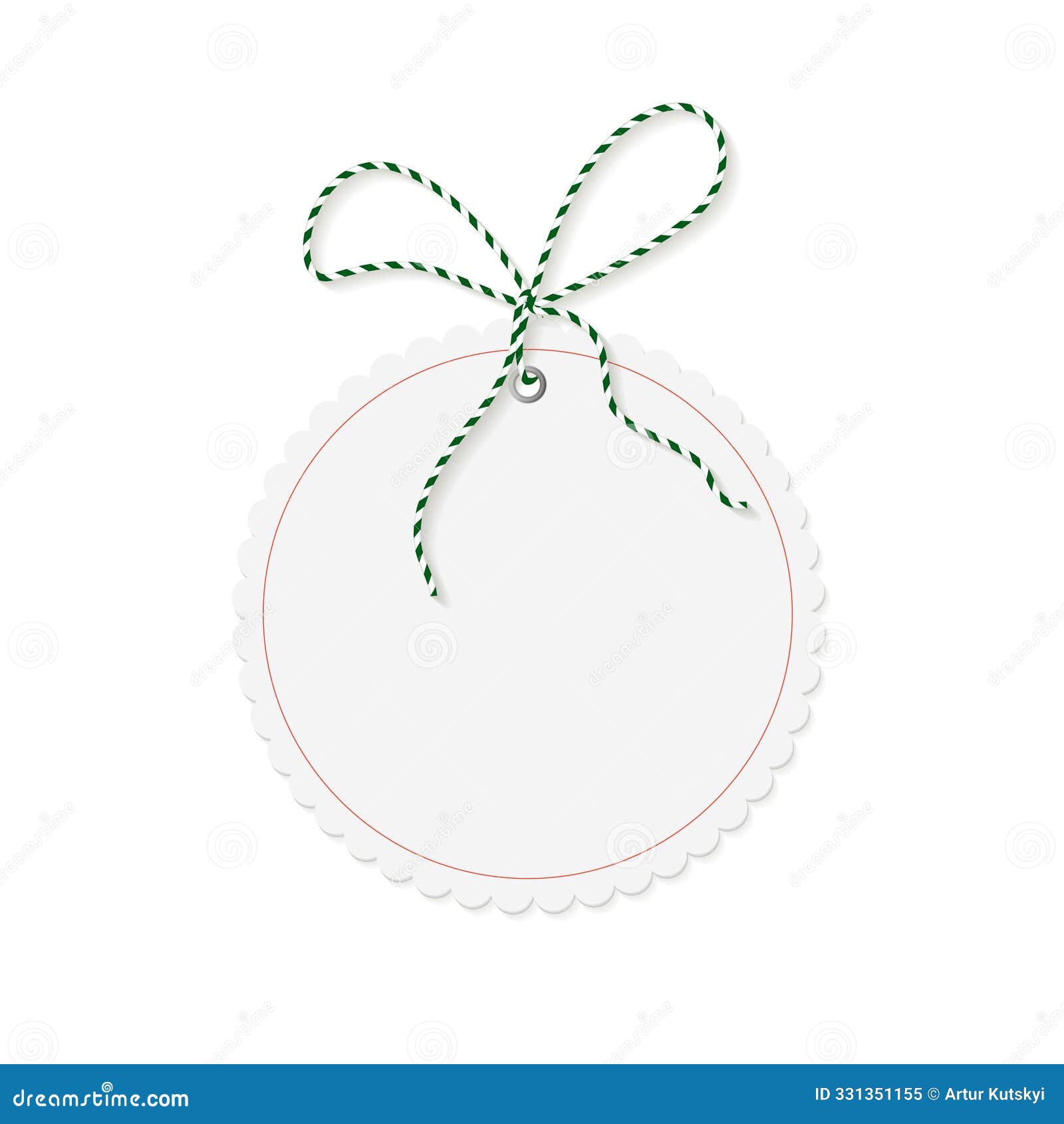 Scalloped Round Price Tag with Green String Stock Illustration ...