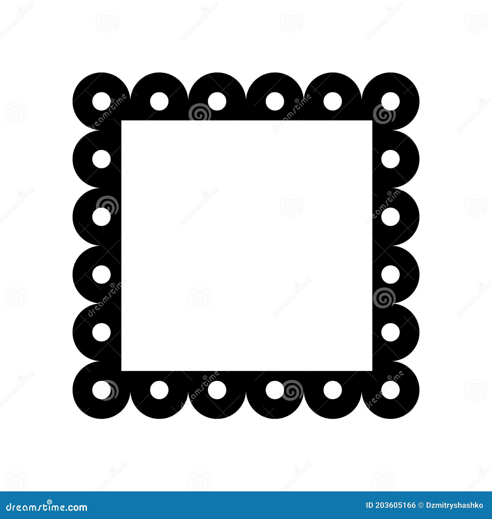 Scalloped Square Frame with Dots Stock Vector - Illustration of border ...