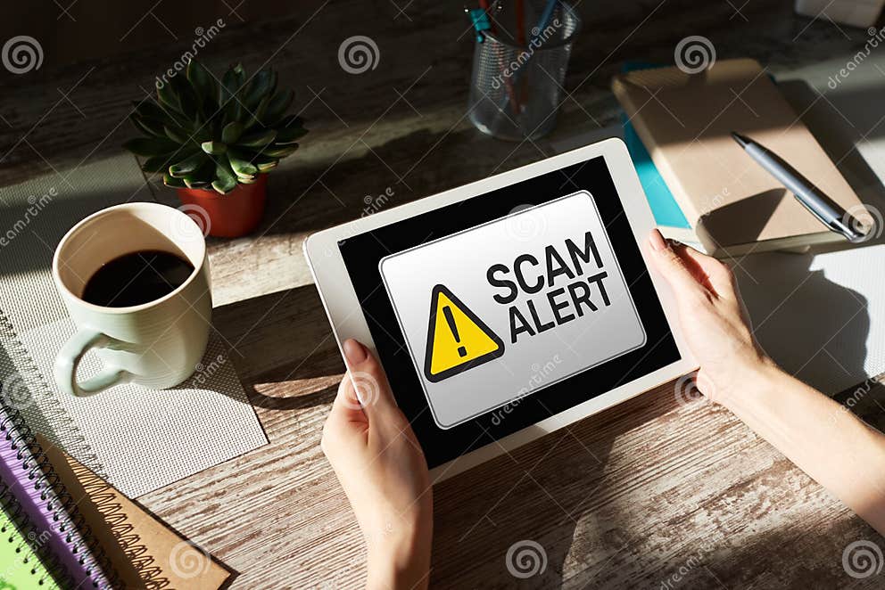 Scam Alert Detecting Warning. Notification on Device Screen. Stock ...