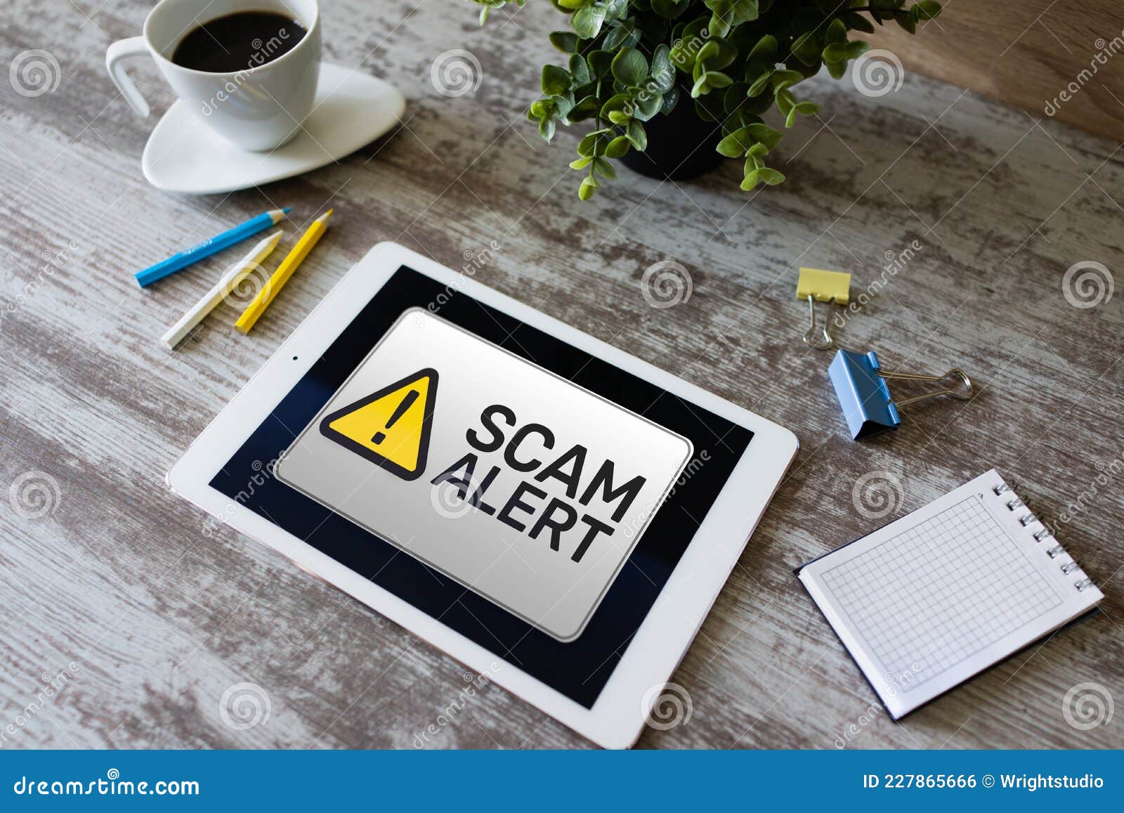 Scam Alert Detecting Warning. Notification on Device Screen Stock Photo ...
