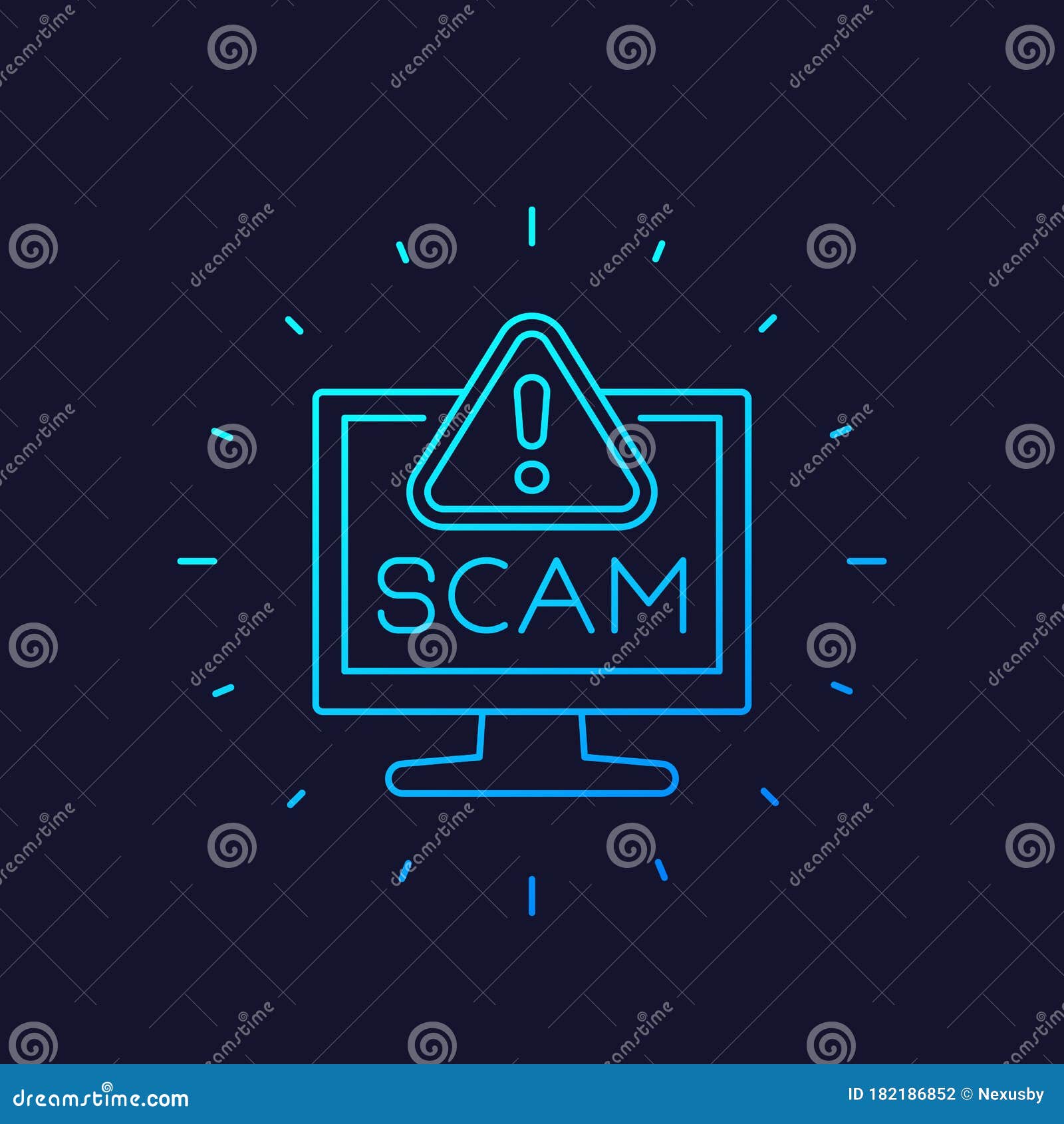 Scam Alert Icon, Linear Vector Stock Vector - Illustration of fraud ...