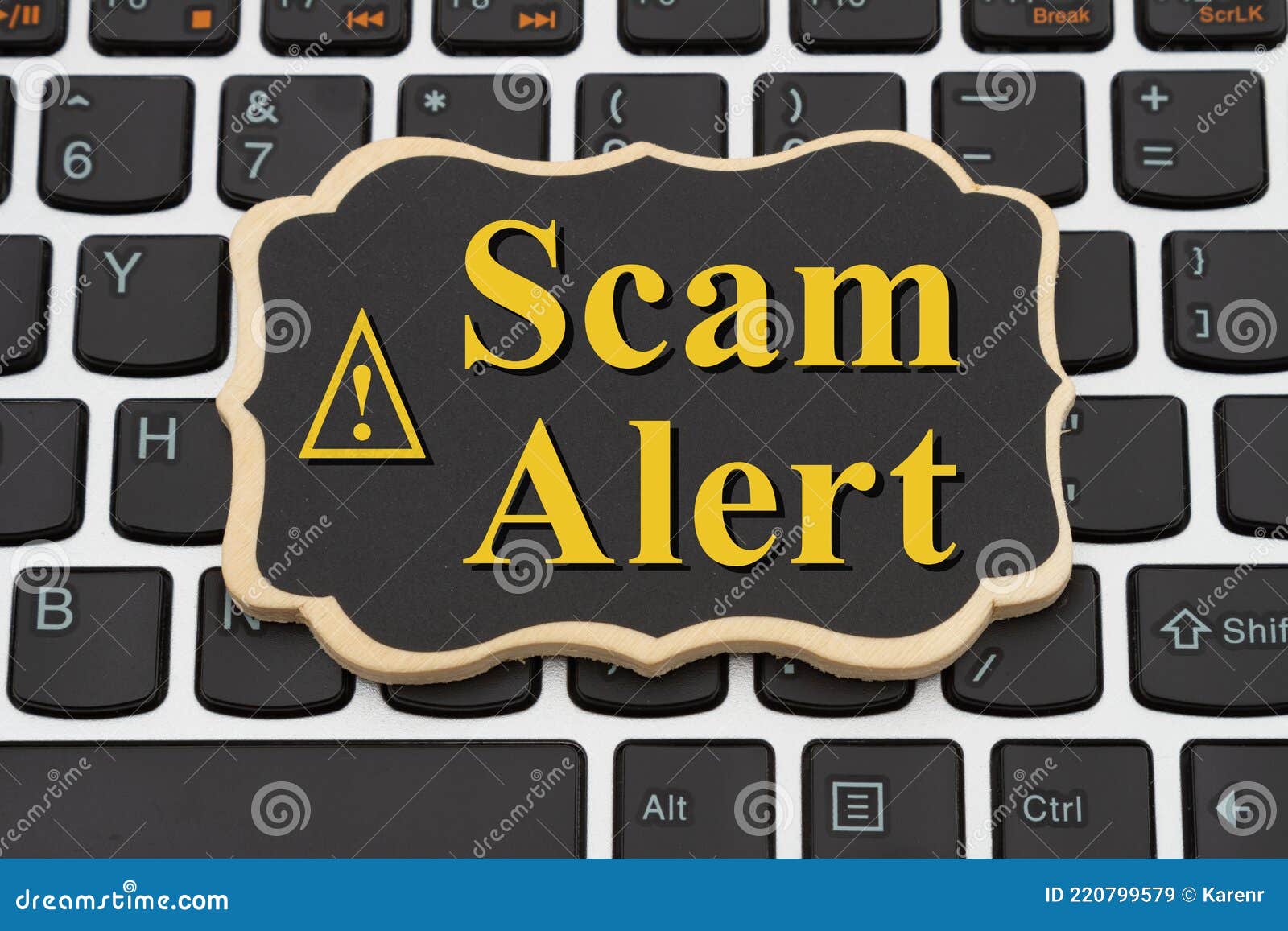 Scam Alert Message on Chalkboard on a Keyboard Stock Image - Image of ...
