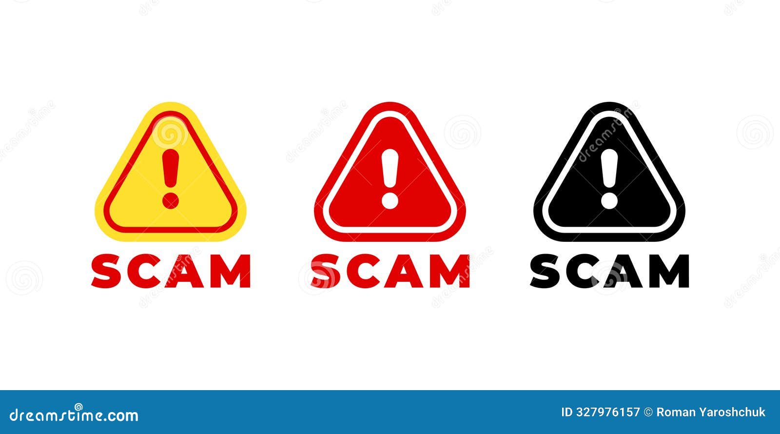 SCAM Alert Signs. Warning Badges Stock Illustration - Illustration of ...