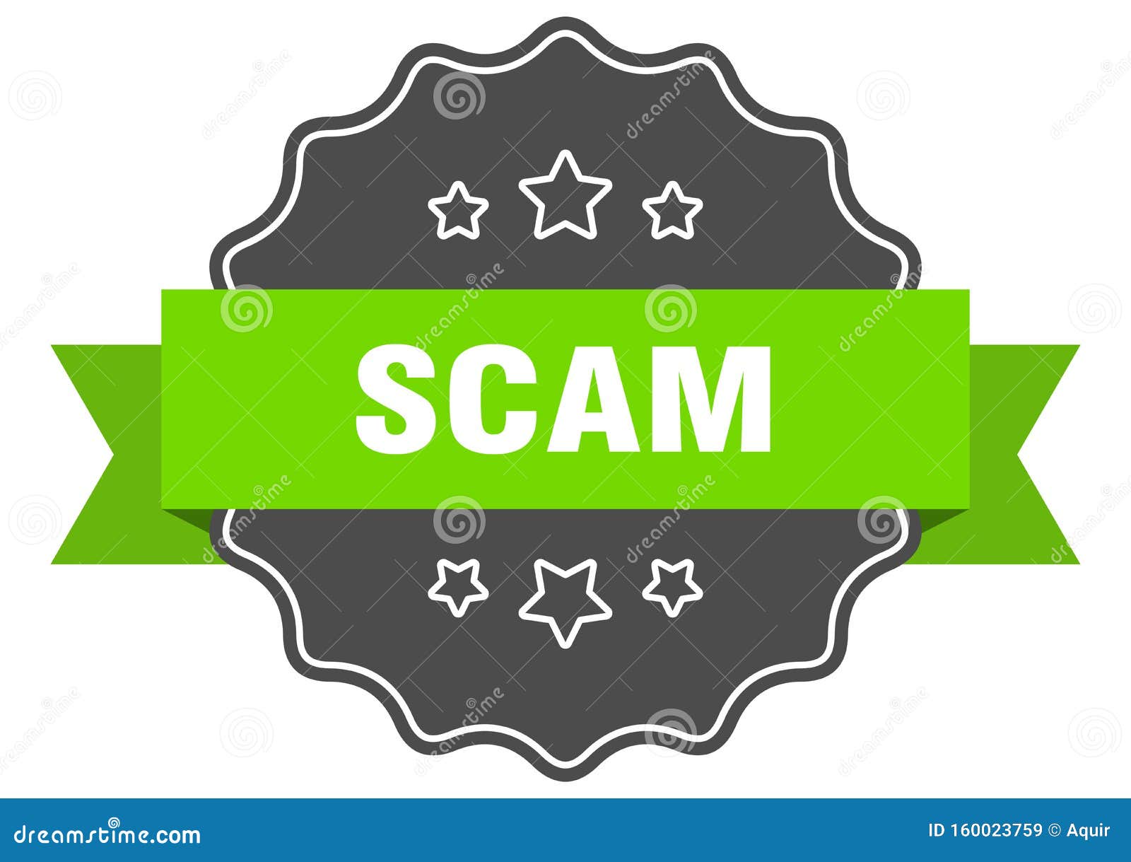 Scam label stock vector. Illustration of white, ribbon - 160023759