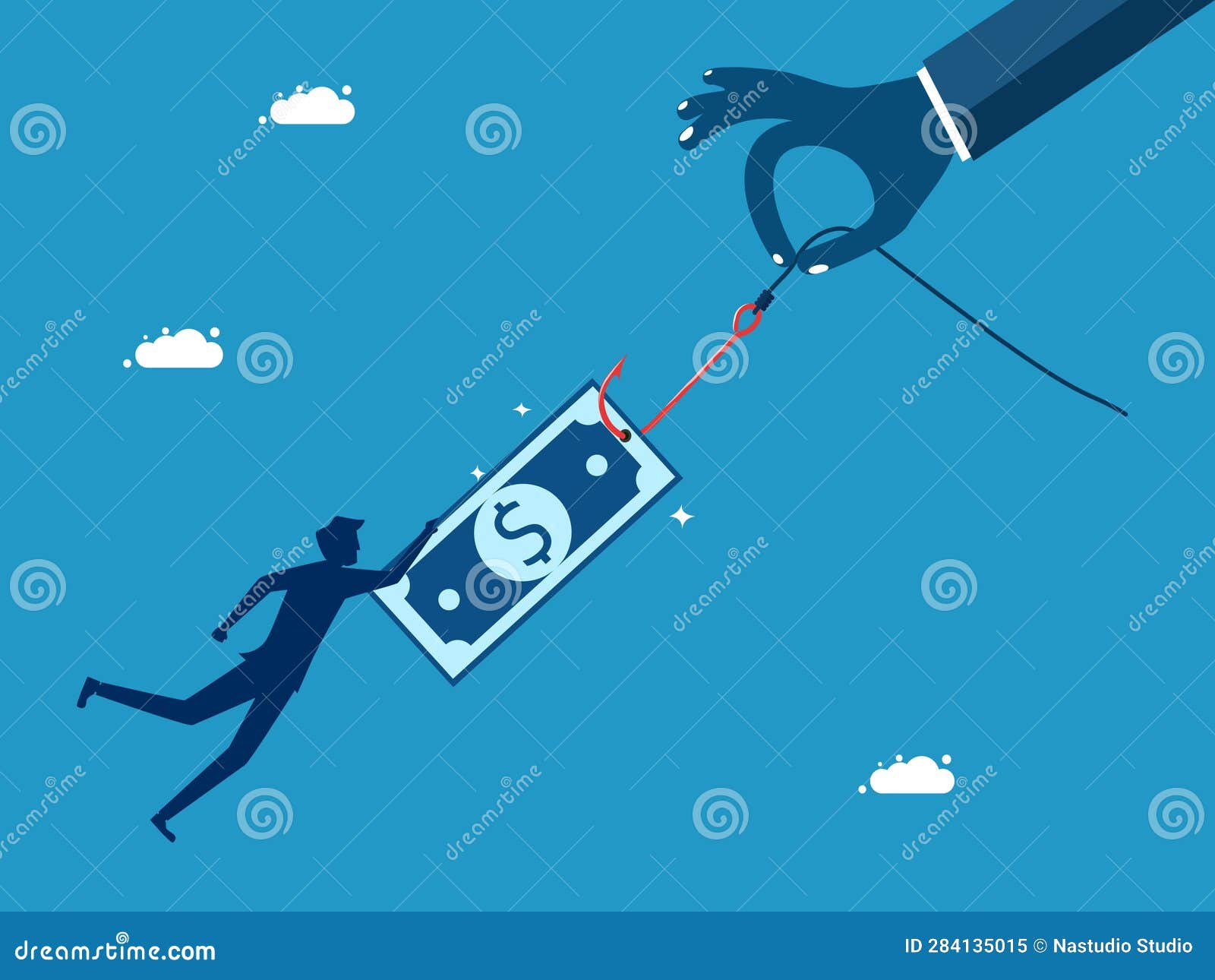 Scam with Money. Man Victim of Money Stock Vector - Illustration of ...