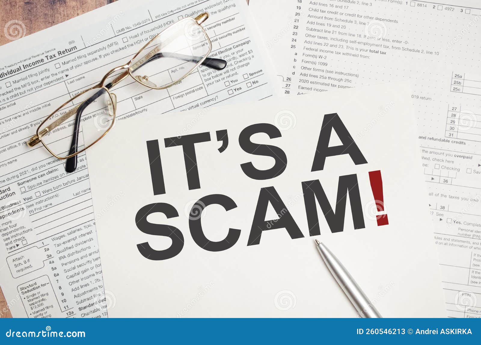 It is a Scam Text on Paper and Tax Forms Editorial Stock Photo - Image ...