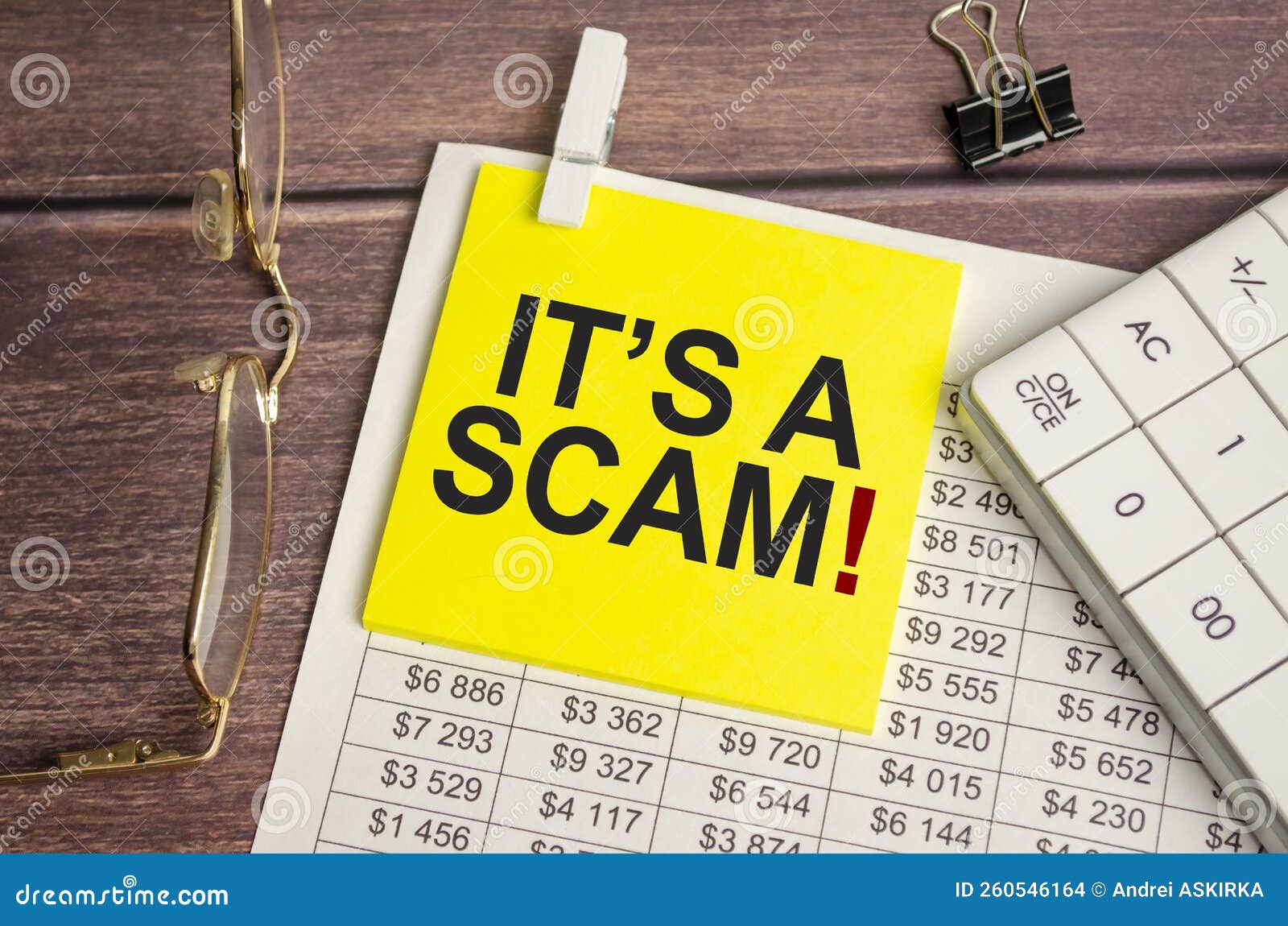 It is a Scam Text on Yellow Sticker and Charts Stock Photo - Image of ...