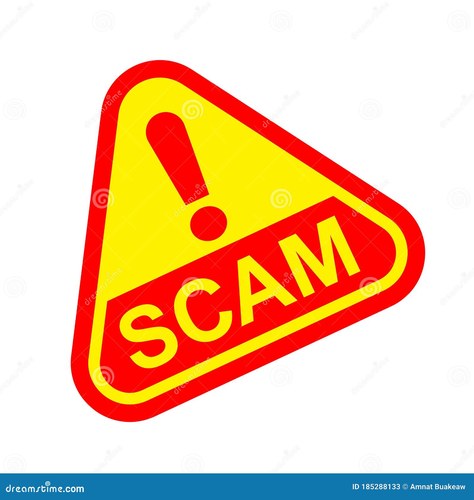 Scam Triangle Sign Label Red Yellow Isolated On White, Scam Warning ...