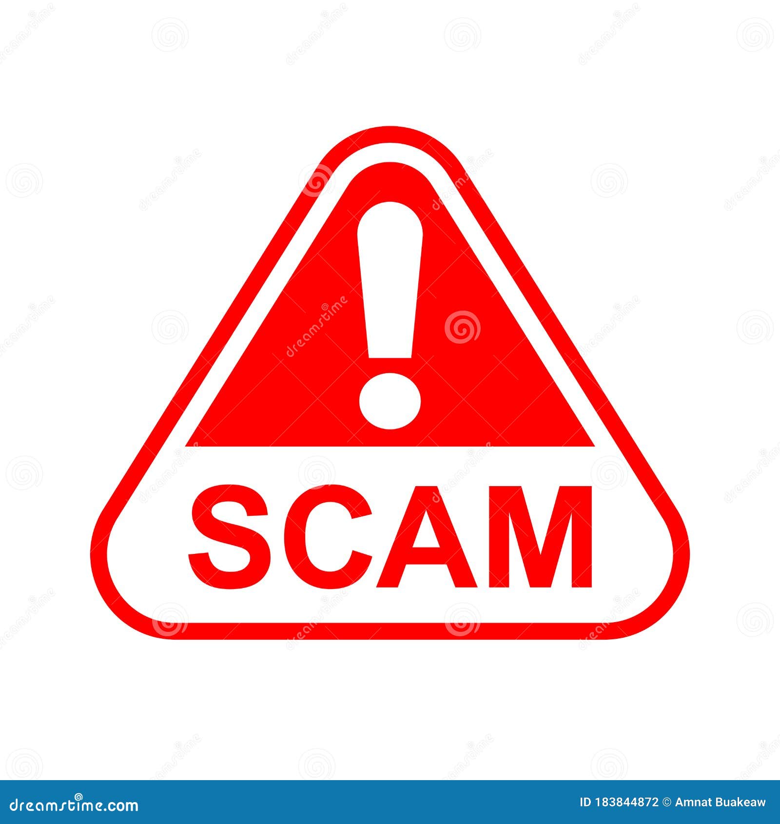 Scam Triangle Sign Label Red Yellow Isolated On White, Scam Warning ...