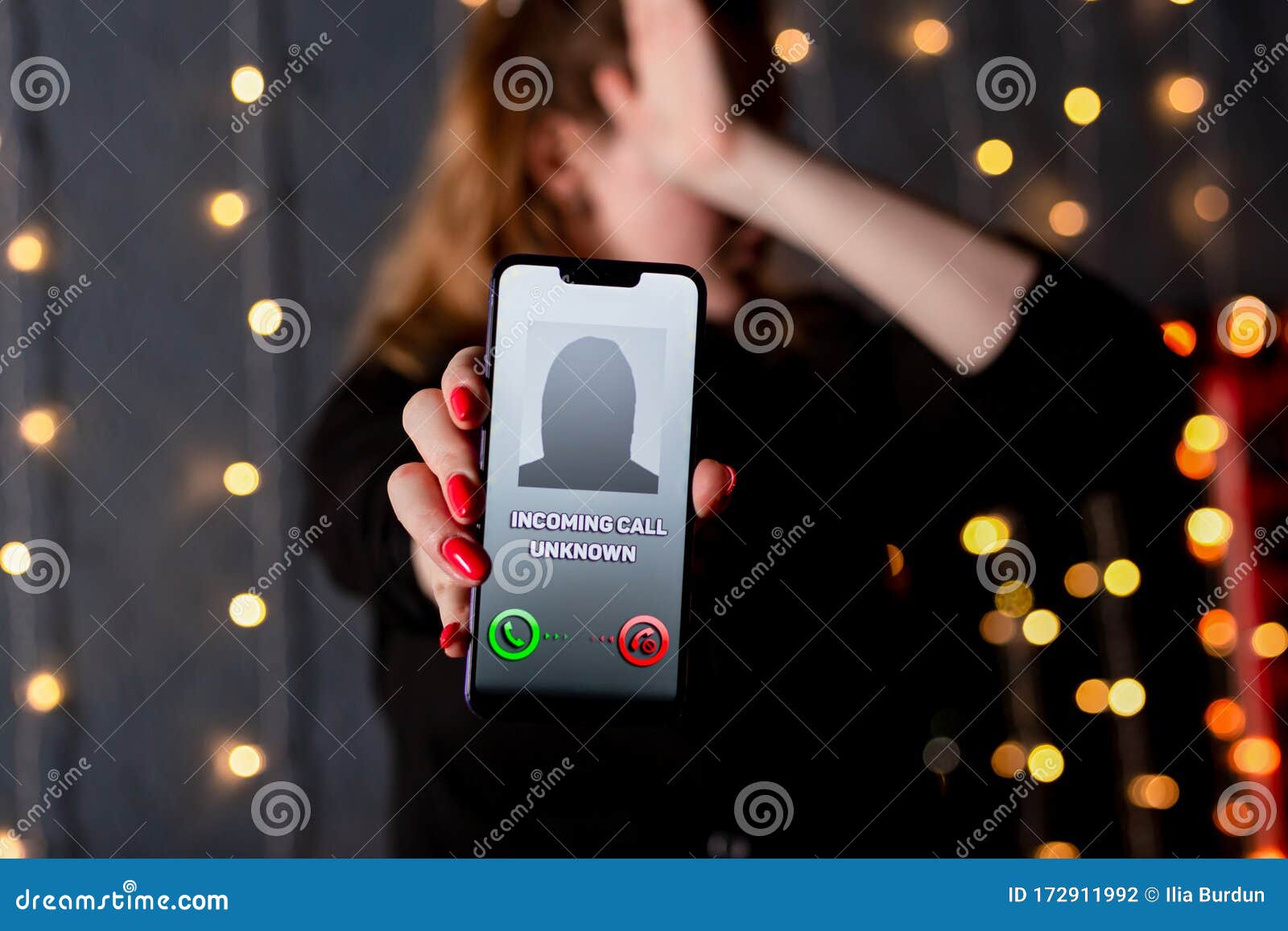 Scam Unknown Caller. Scary Number on the Display. Stock Photo - Image ...