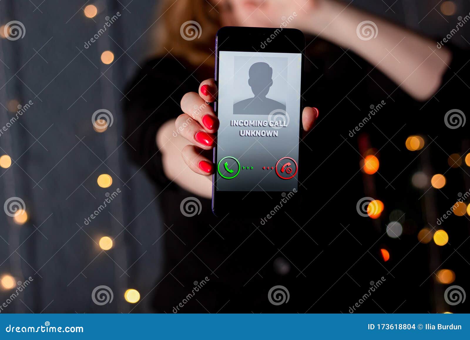 Scam Unknown Caller. Scary Number on the Display. Stock Photo - Image ...