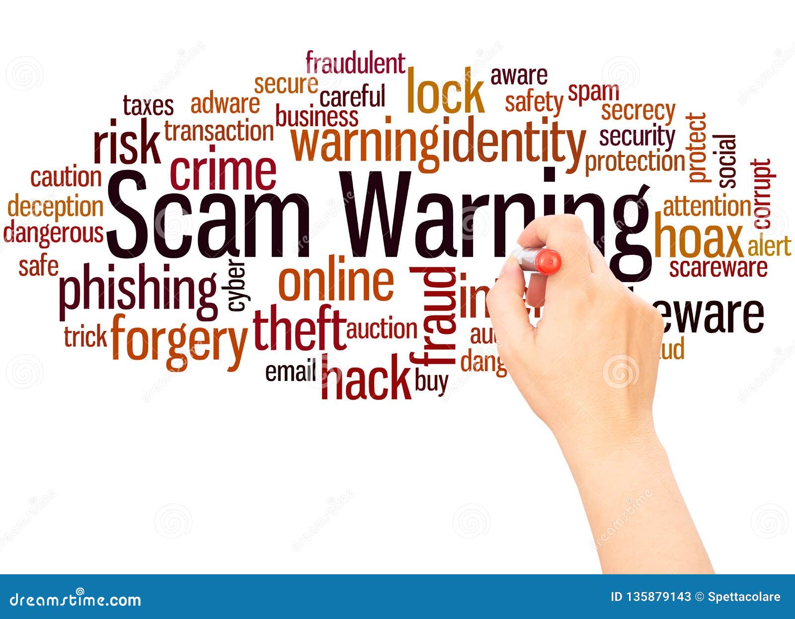 Scam Warning Word Cloud Hand Writing Concept Stock Illustration ...