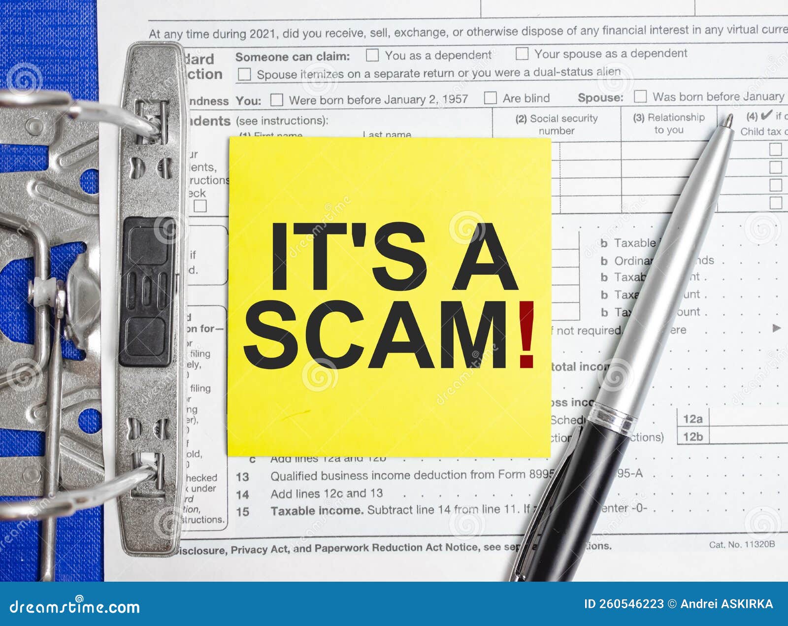 It is a Scam on White Paper with Tax Forms Editorial Stock Photo ...