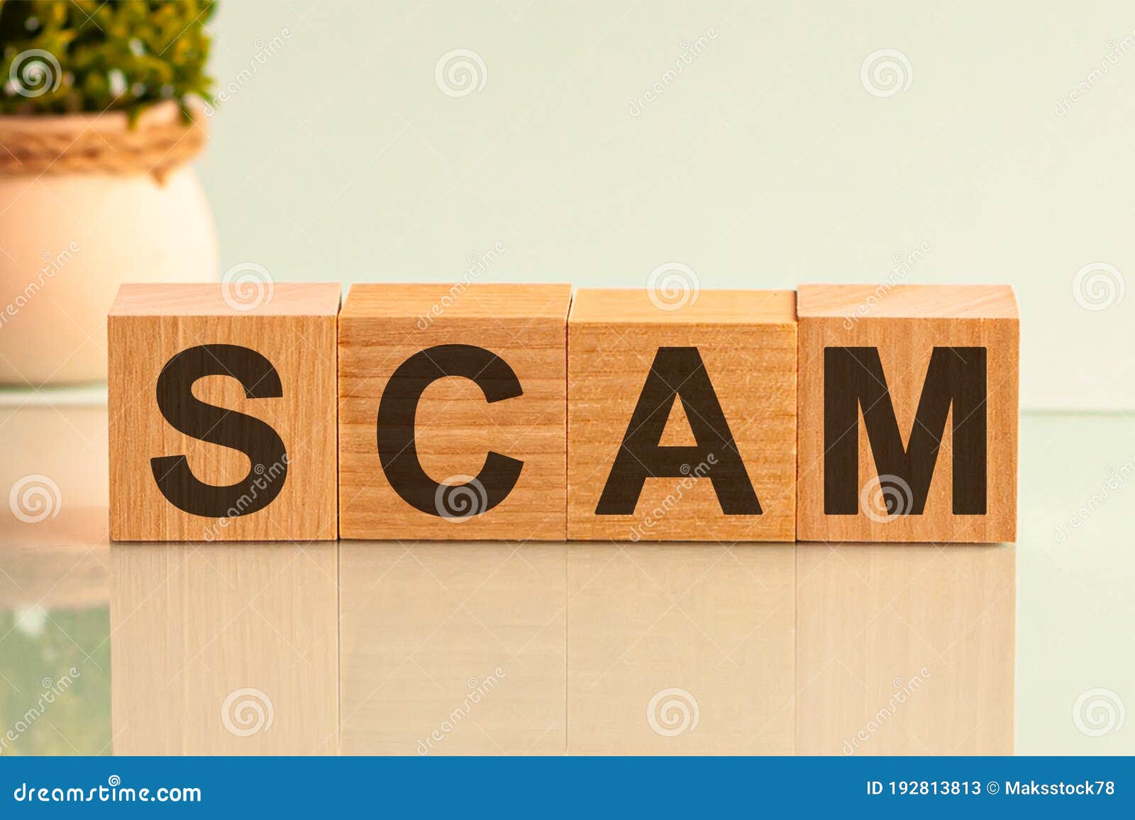 Scam Word Made with Building Blocks on White Background Stock Image ...