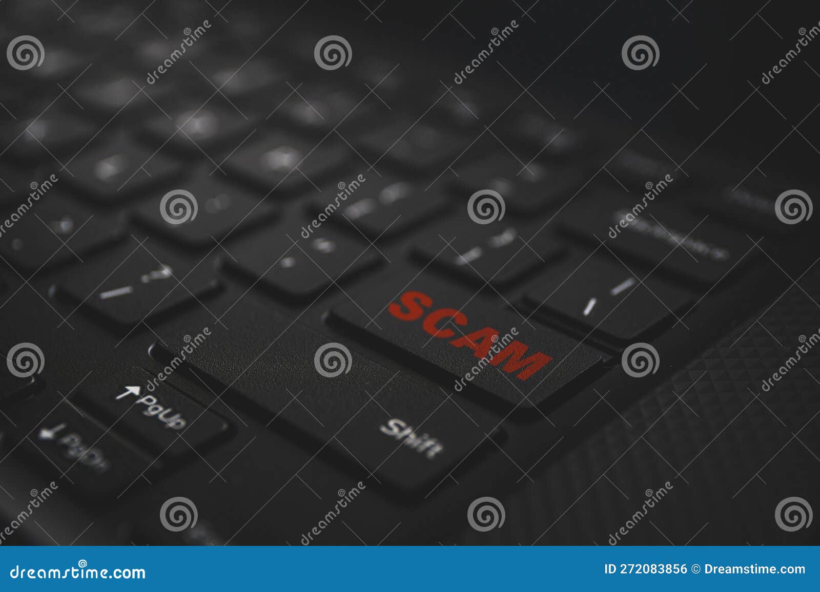 Scam word on PC keyboard stock photo. Image of message - 272083856