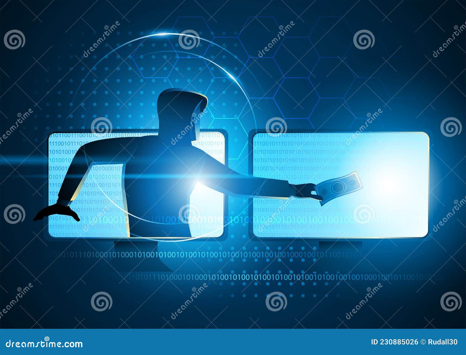 Scammer Stealing Personal Privacy Data From Smartphone And Computer Set ...