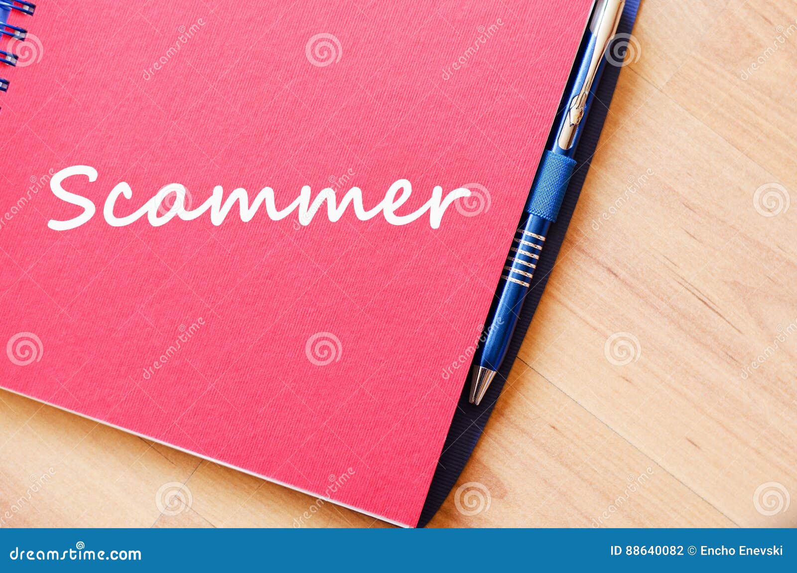 Scammer write on notebook stock photo. Image of phishing - 88640082