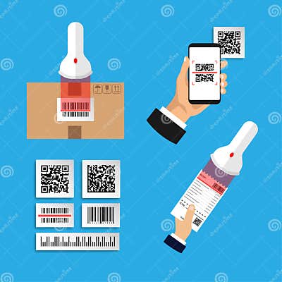 Scan barcode and QR code. stock illustration. Illustration of phone ...