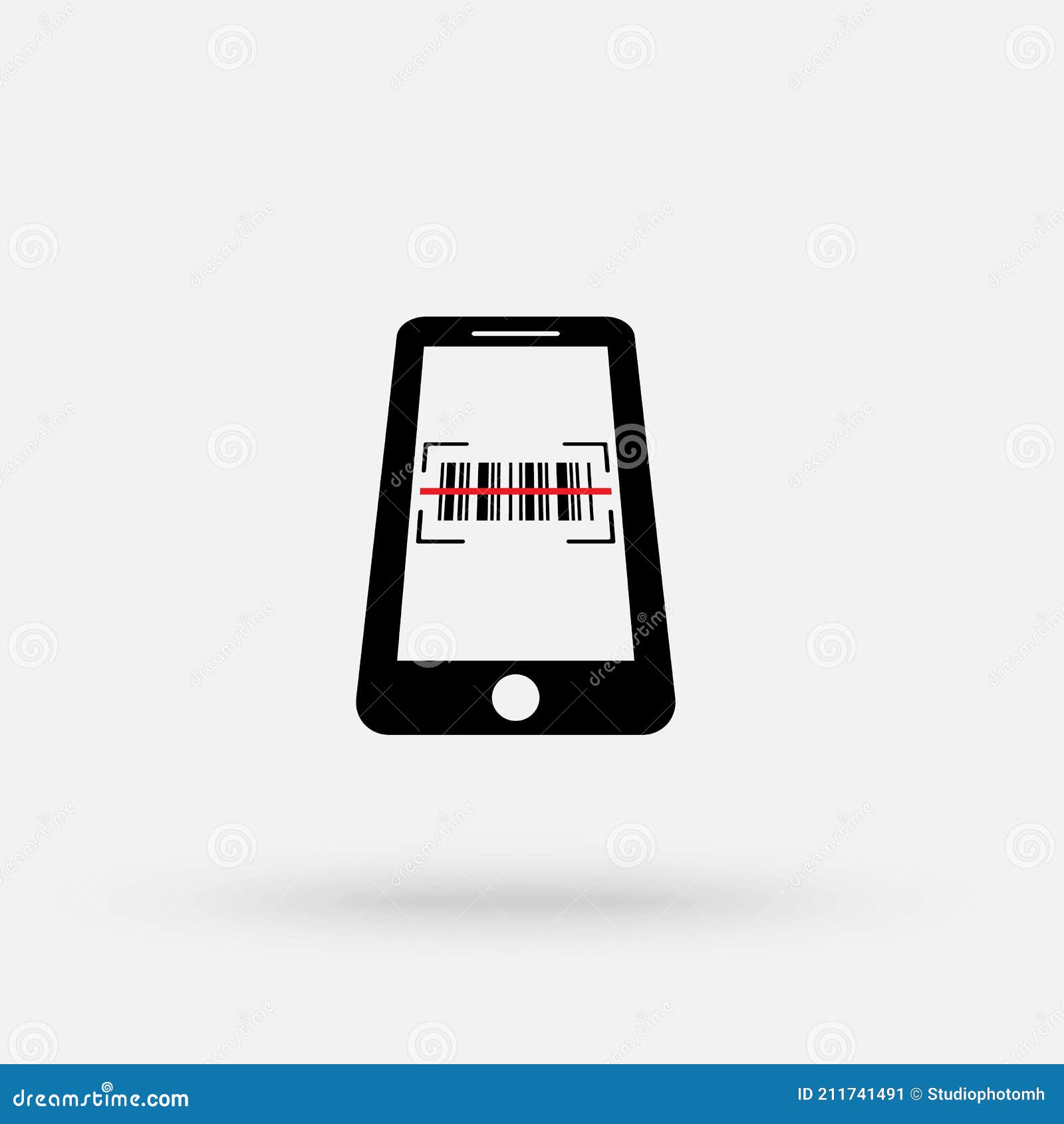 Scan Barcode with Smartphone. Flat Design Icon, Illustration of Mobile ...