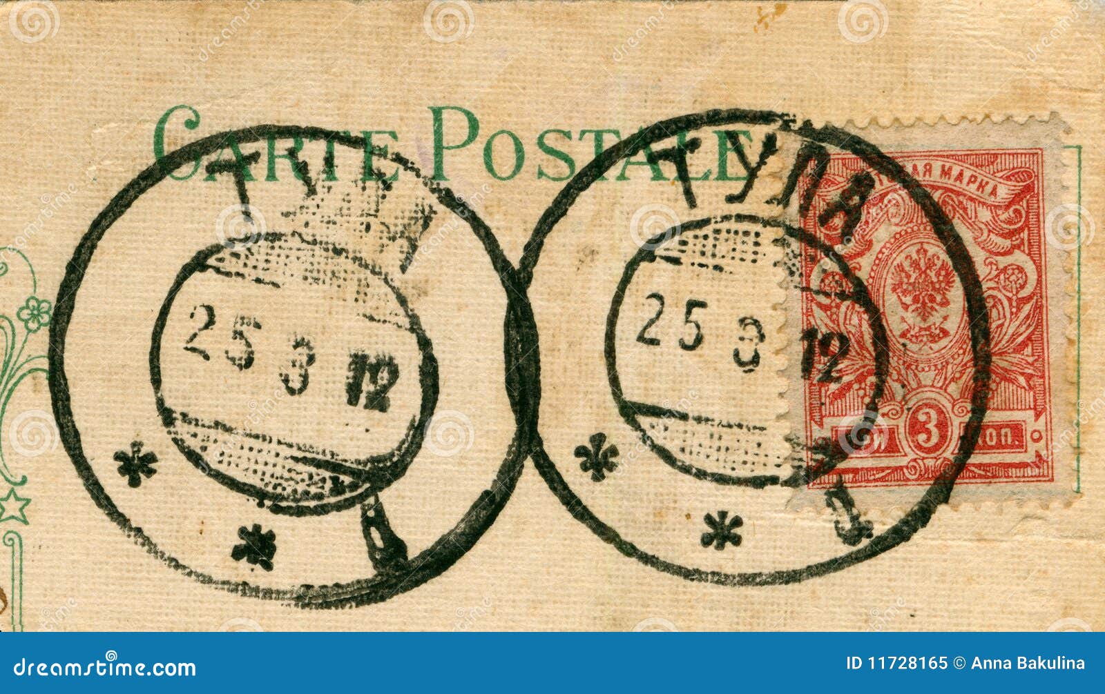 Scan Der Alten Poststempel 1900's Und Der Briefmarke Redaktionelles ...