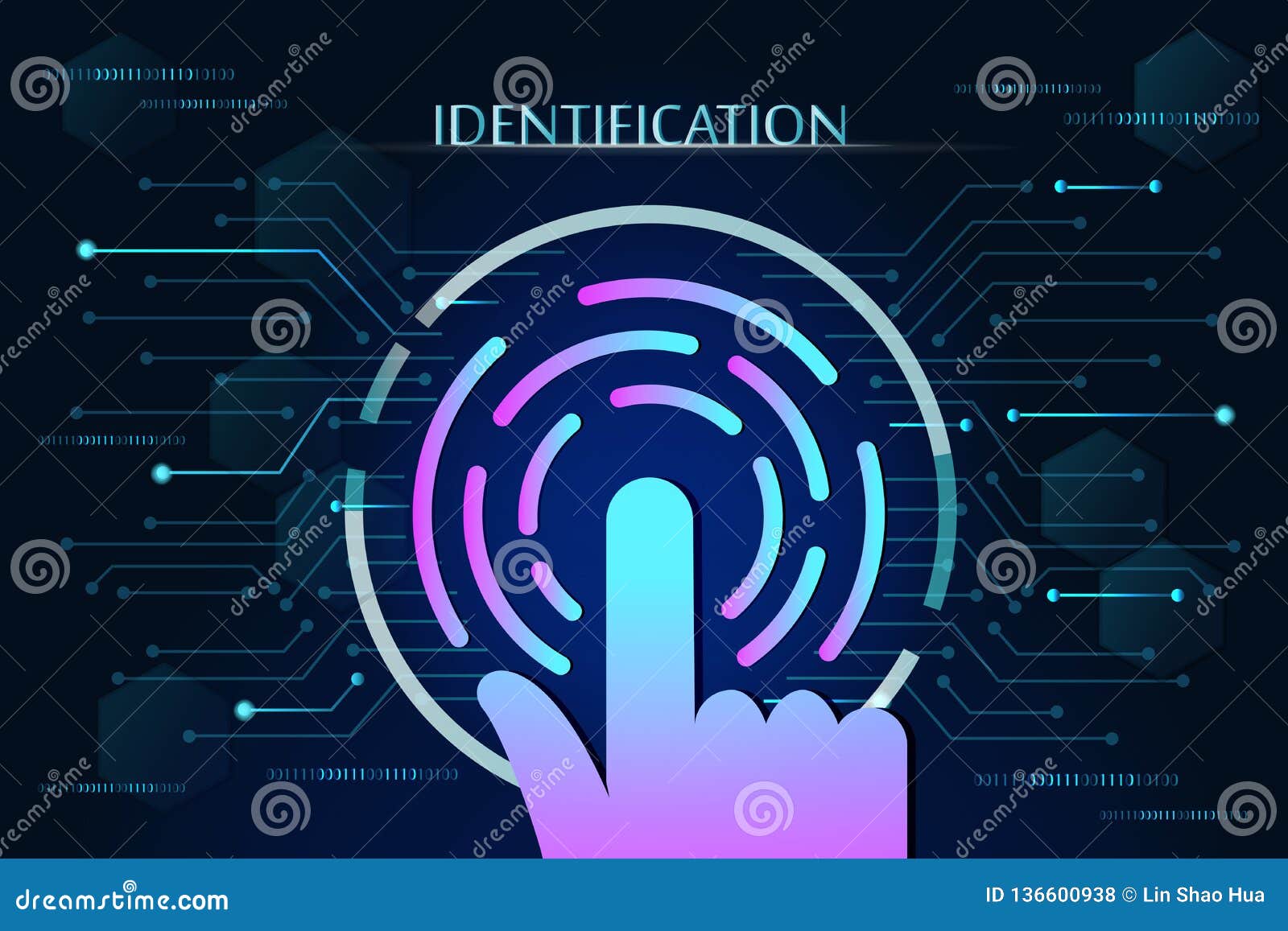 Fingerprint Biometric Rainbow Cartoon Vector | CartoonDealer.com #19584159