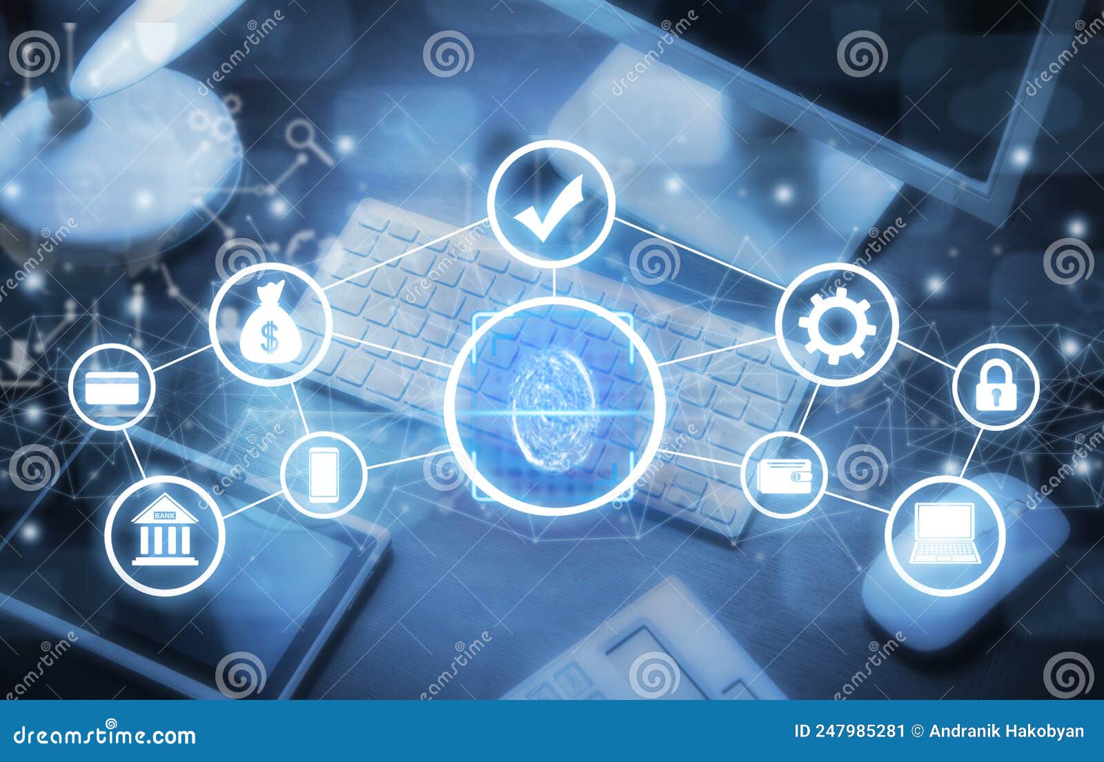 Scan Fingerprint. Internet Banking Stock Image - Image of security ...