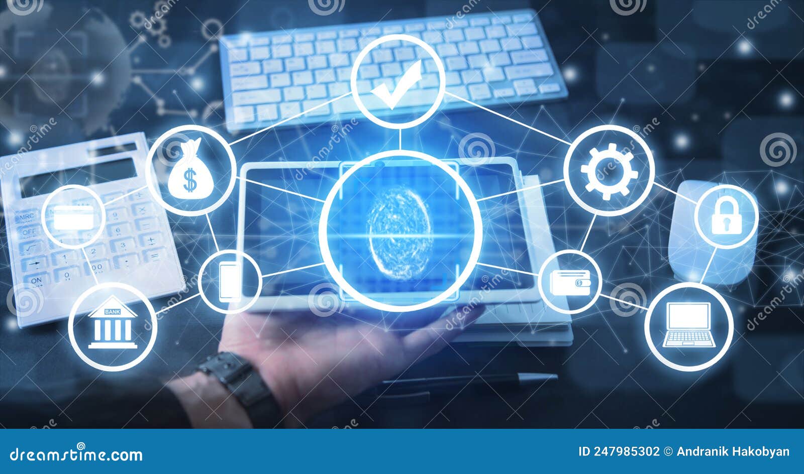 Scan Fingerprint. Internet Banking Stock Photo - Image of privacy ...