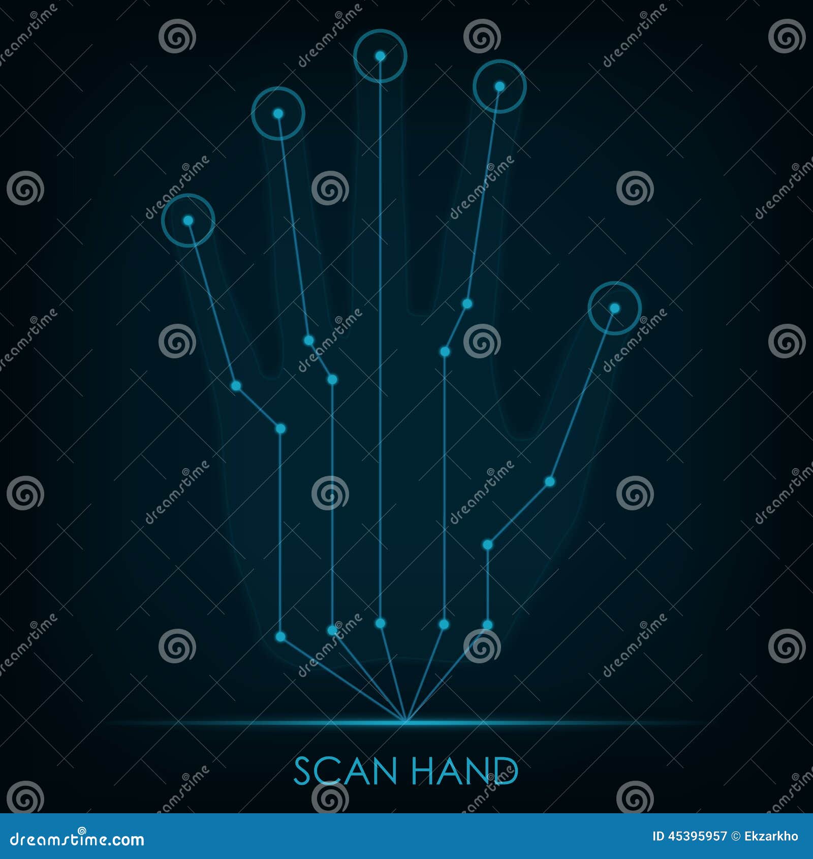 Scan Hand. stock vector. Illustration of scanning, background - 45395957