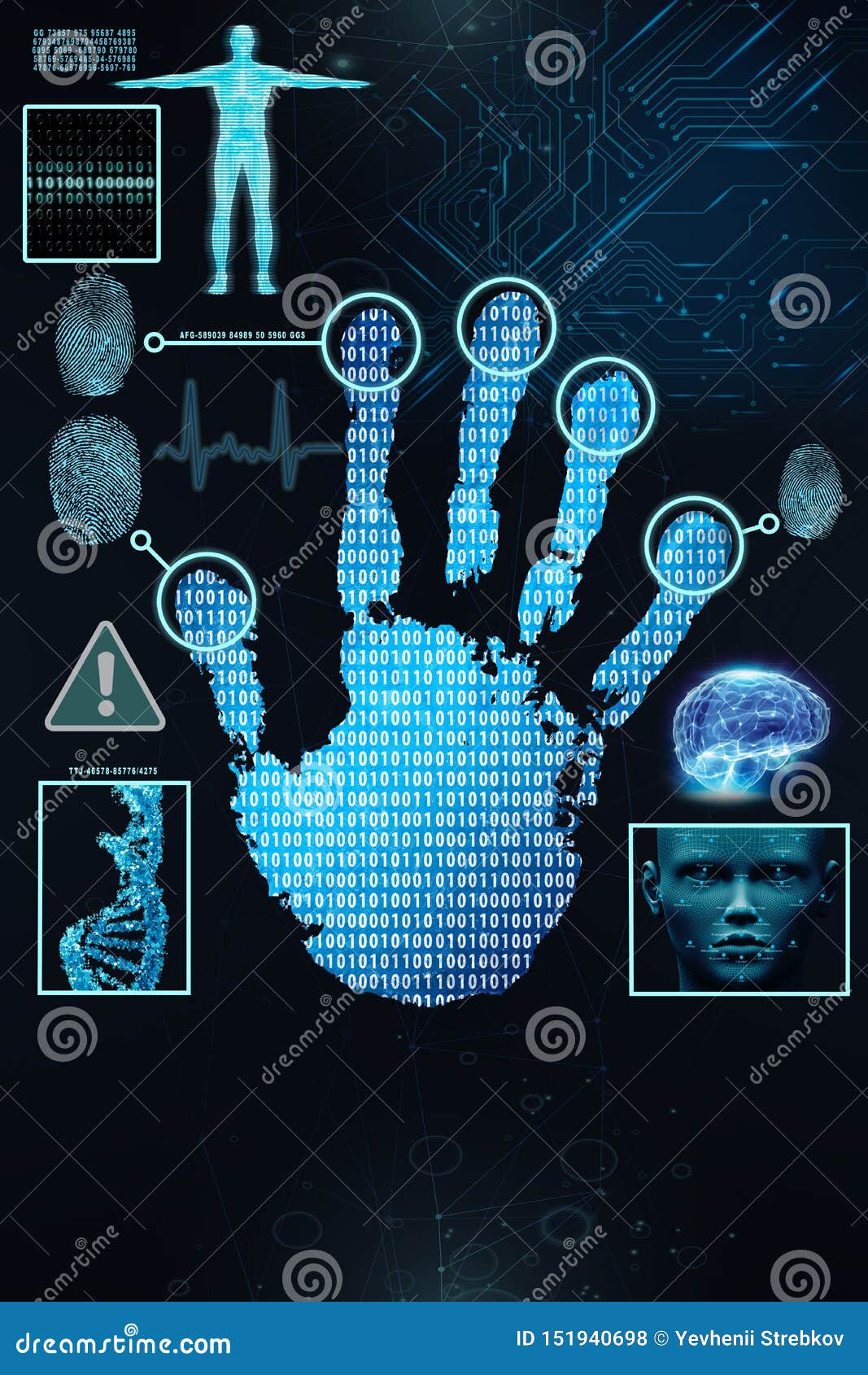 Scan Handprint Technology Background Vector Illustration ...