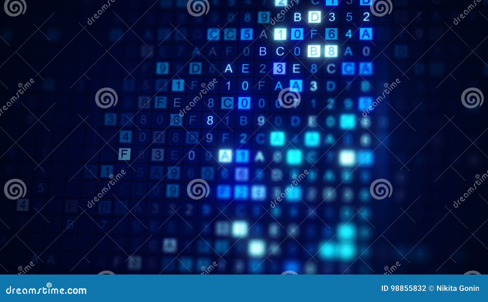 Scan HEX Digital Data Code 3D Render with DOF Stock Illustration ...