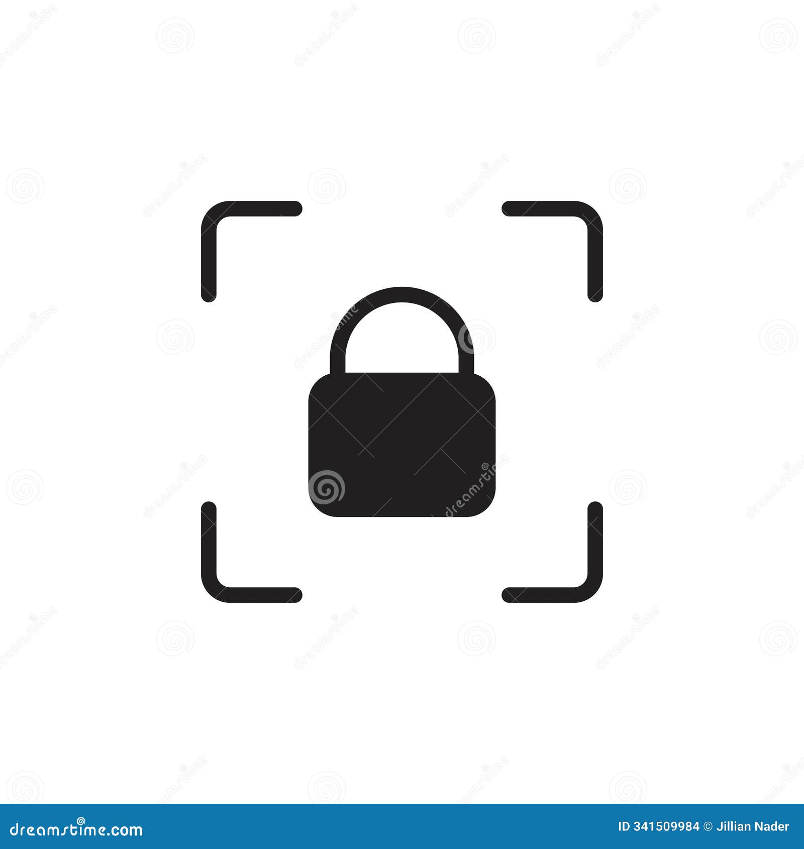 Scan Lock Icon Flat Line Illustration Stock Illustration - Illustration ...
