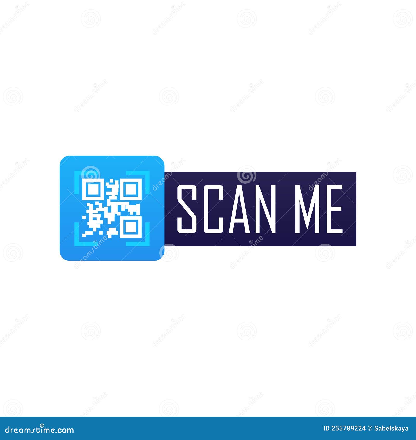 Scan Me Sticker with QR Code, Flat Vector Illustration Isolated on ...