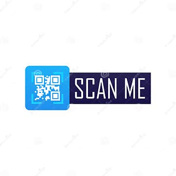 Scan Me Sticker with QR Code, Flat Vector Illustration Isolated on ...