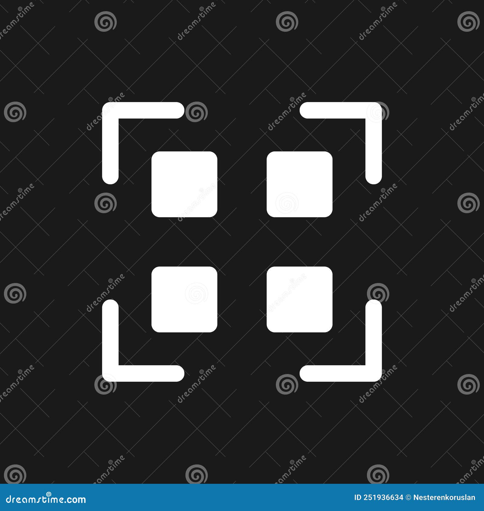 Scan Qr Code Dark Mode Glyph Ui Icon Stock Vector - Illustration of ...