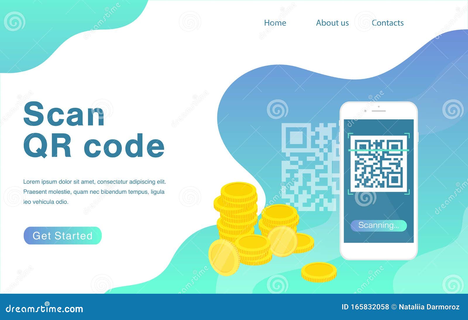 Scan QR Code Flat Vector Landing Page Template. Smartphone And QR Code ... Scan QR Code Flat Vector Landing Page Template. Smartphone And QR Code ...
