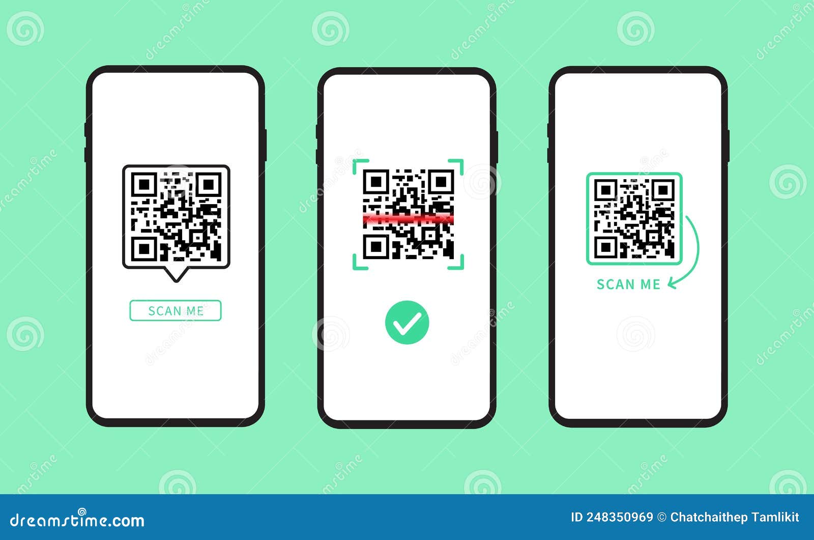 Scan QR Code with Mobile Phone. Laser Scanning Label. Scan Me Icon ...